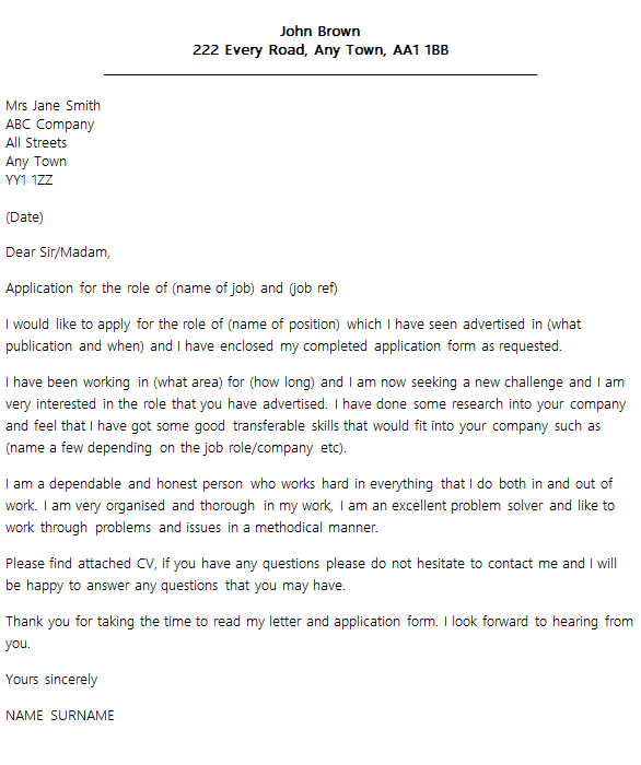 Cover Letter For Job Application Icover uk