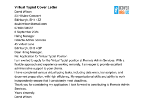 Typist Cover Letter Example - icover.org.uk