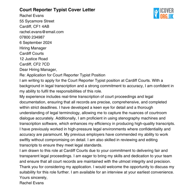Typist Cover Letter Example - icover.org.uk