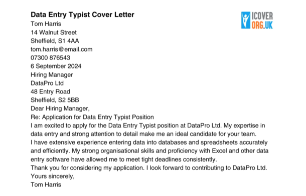 Typist Cover Letter Example - icover.org.uk