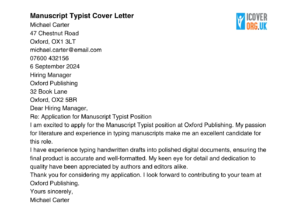 Typist Cover Letter Example - icover.org.uk