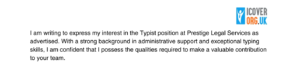 Typist Cover Letter Example - icover.org.uk