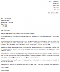 Customer Service Account Manager Cover Letter Examples
