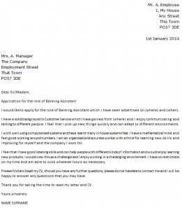 Banking Assistant Cover Letter Example - icover.org.uk