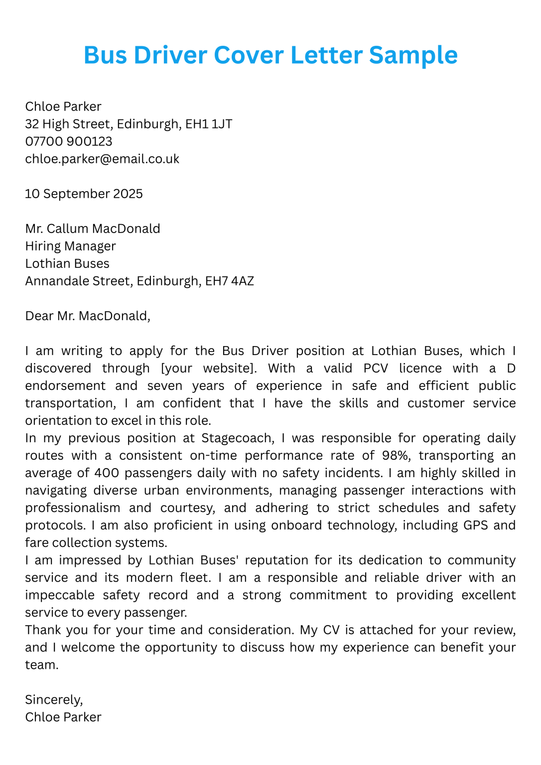 Driver Cover Letter Examples | Templates by iCover.org.uk