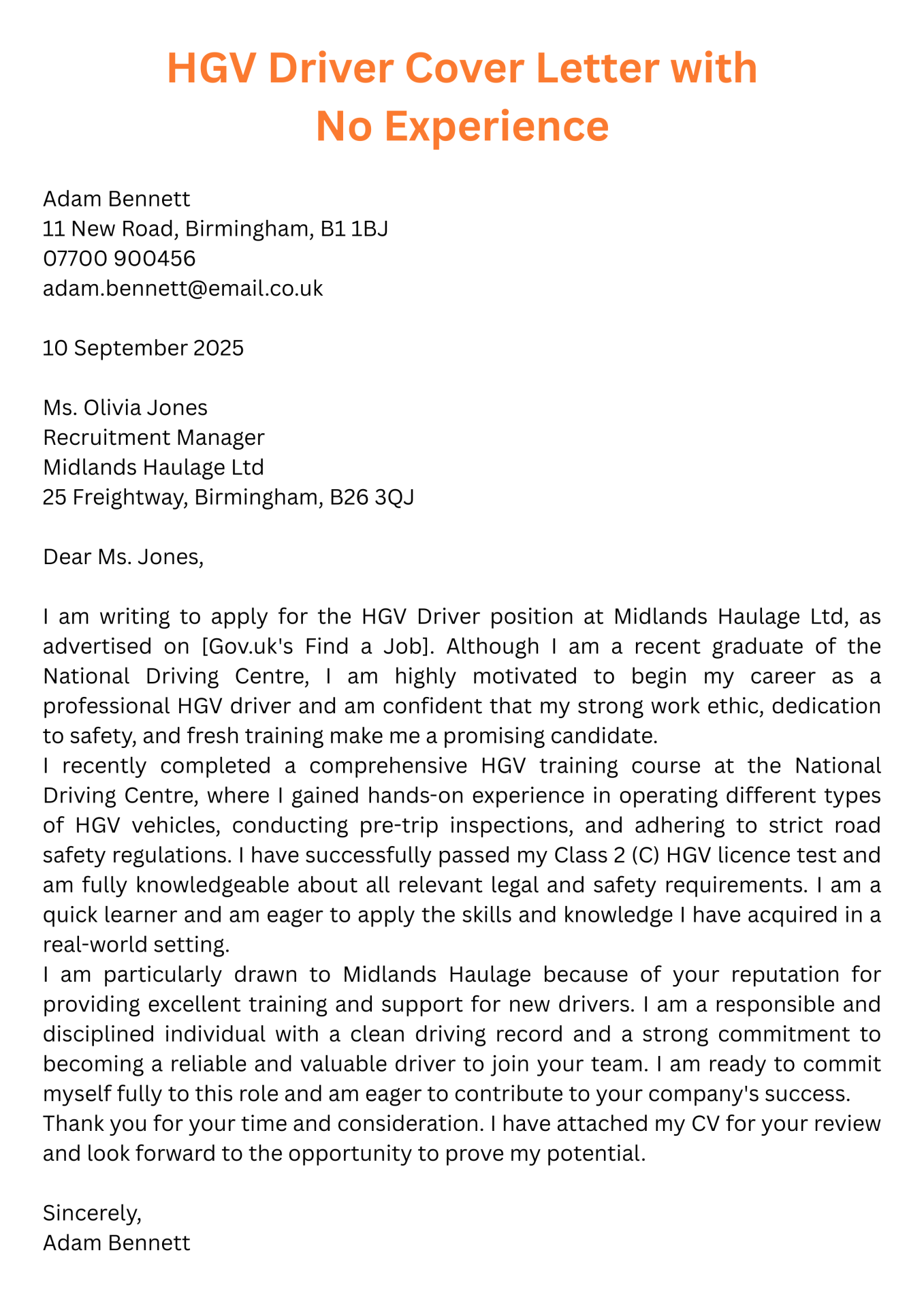 Driver Cover Letter Examples | Templates by iCover.org.uk
