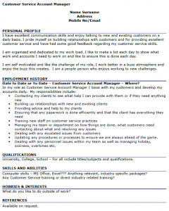 Customer Service Account Manager CV Example | Best Tip