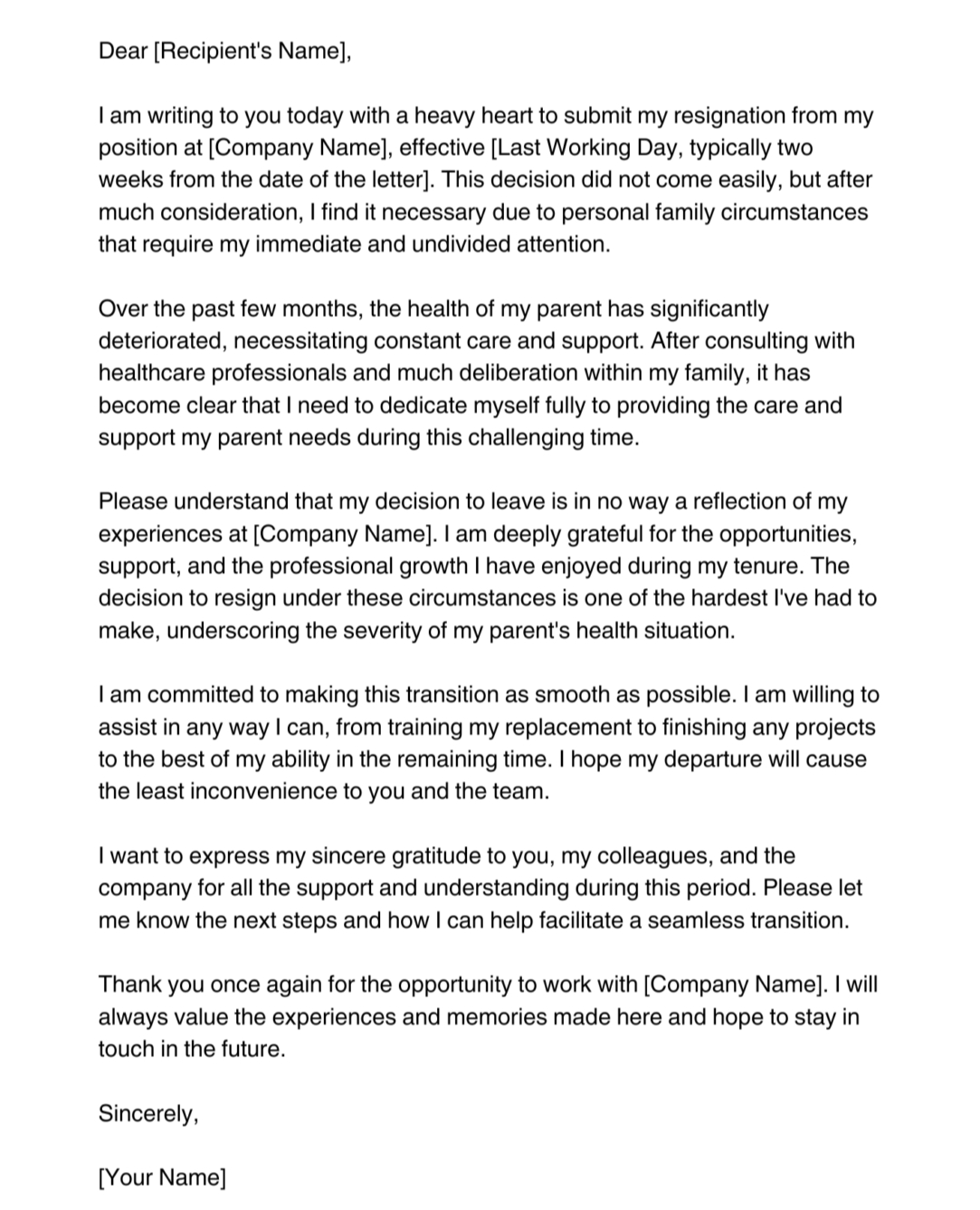 Resignation Letter Example Due to Family Illness — Must-Read | iCover