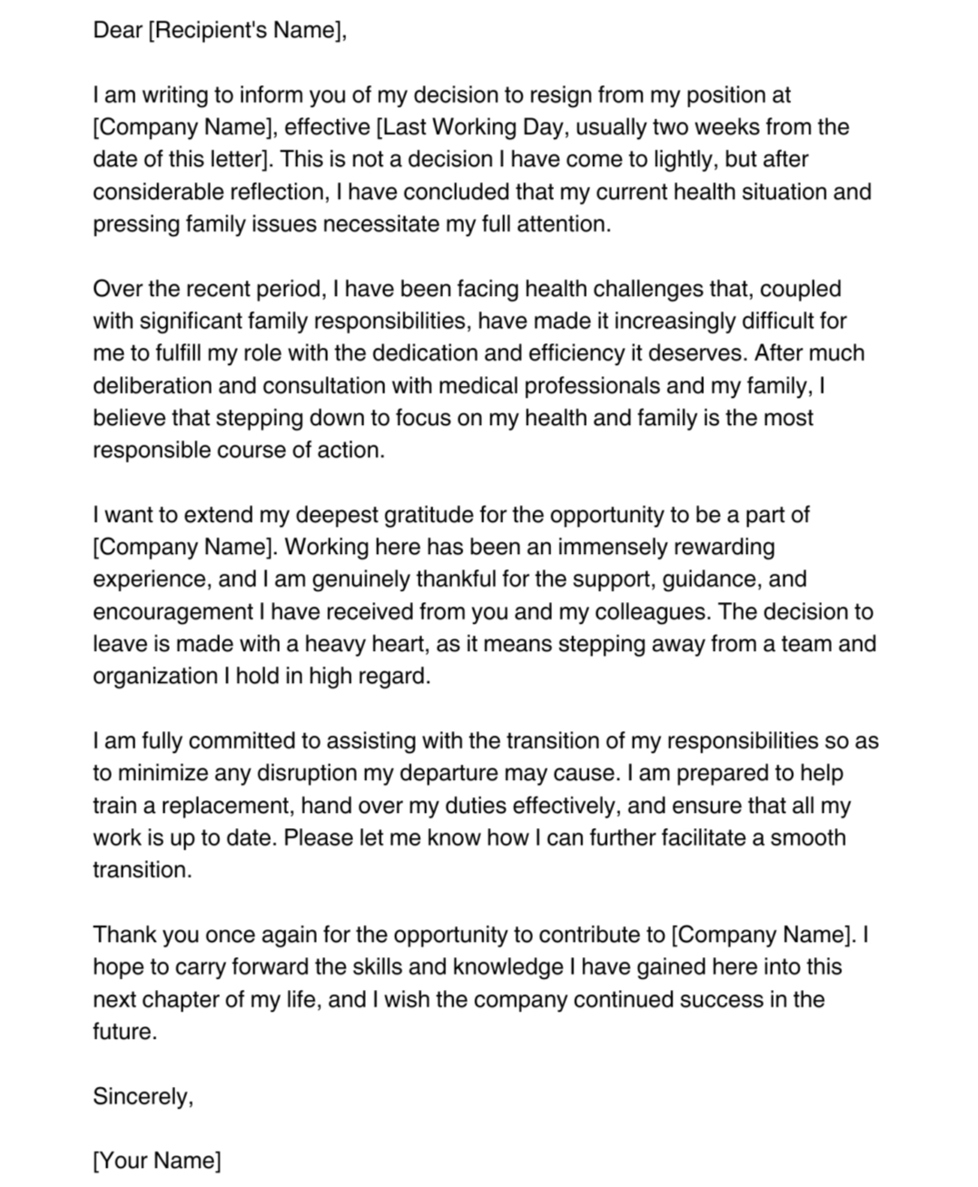 Resignation Letter Example Due to Family Illness — Must-Read | iCover